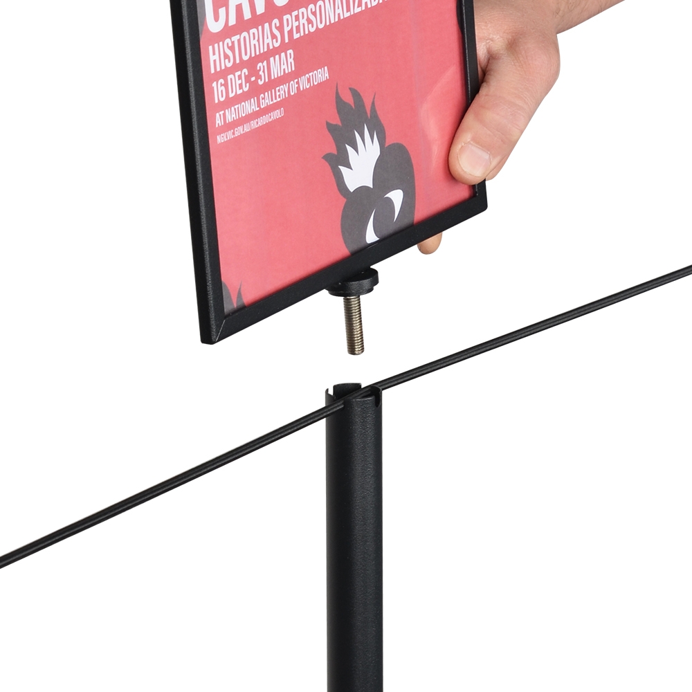 Tensabarrier Sign Display - A4 Black - Portrait - Ships Same Day!