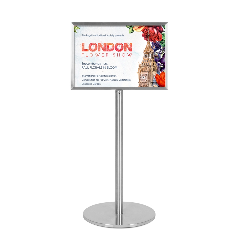 625mm Floor Stand for Signs - A4 Silver