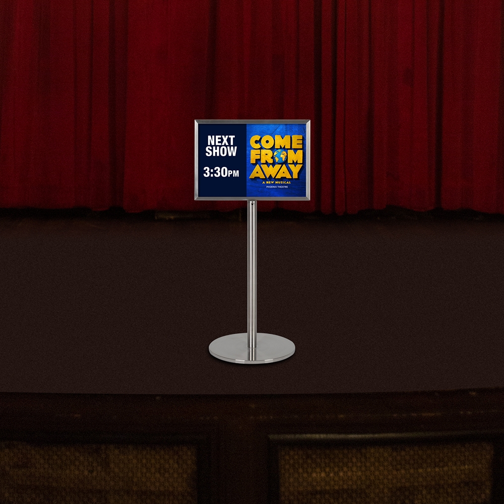 625mm Floor Stand for Signs - A4 Silver