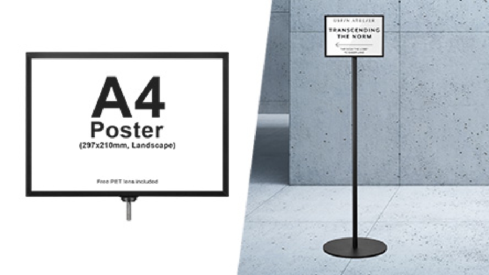 1210mm Free Standing Signage - A4 Black
