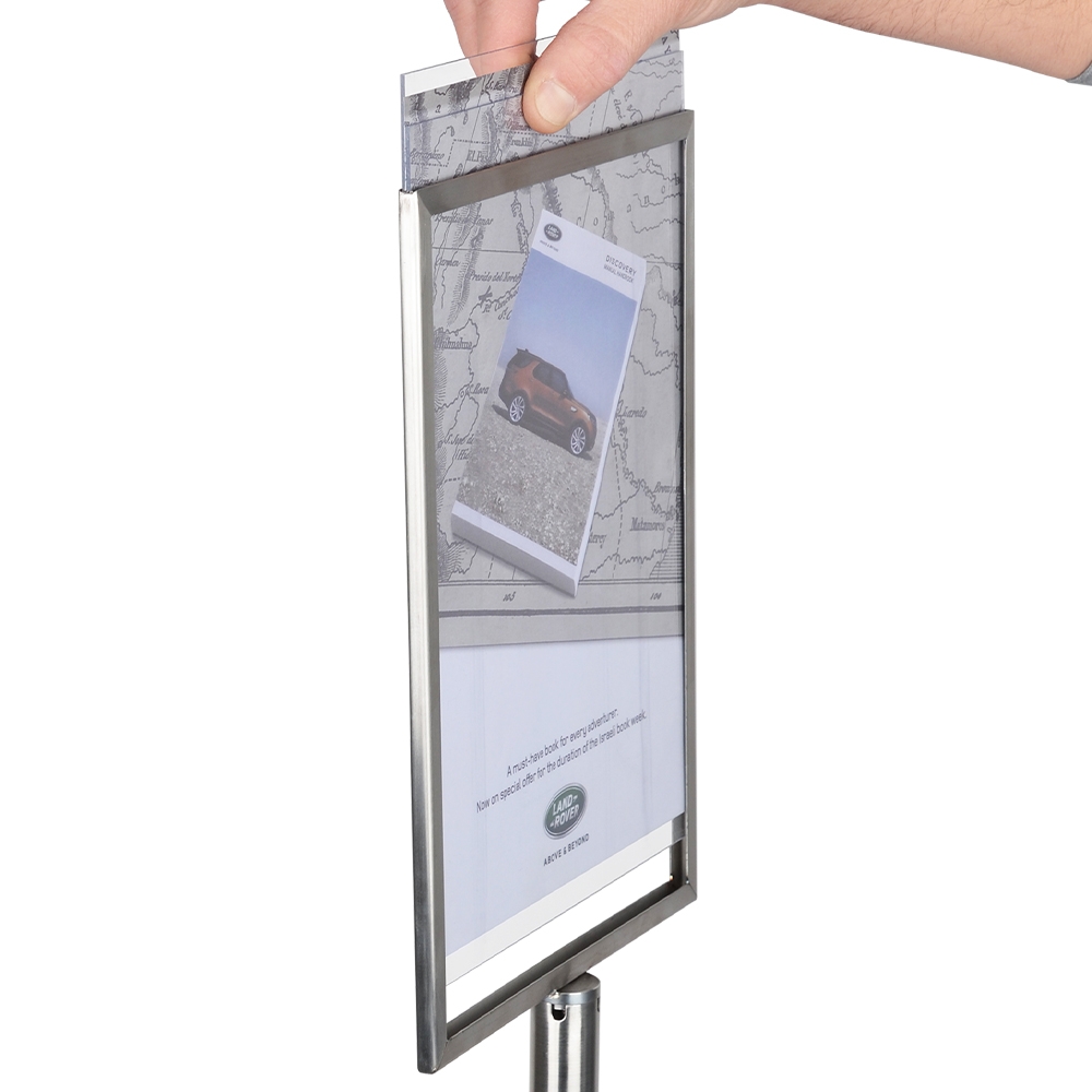 1290mm Double Sided Sign Holder - A4 Silver