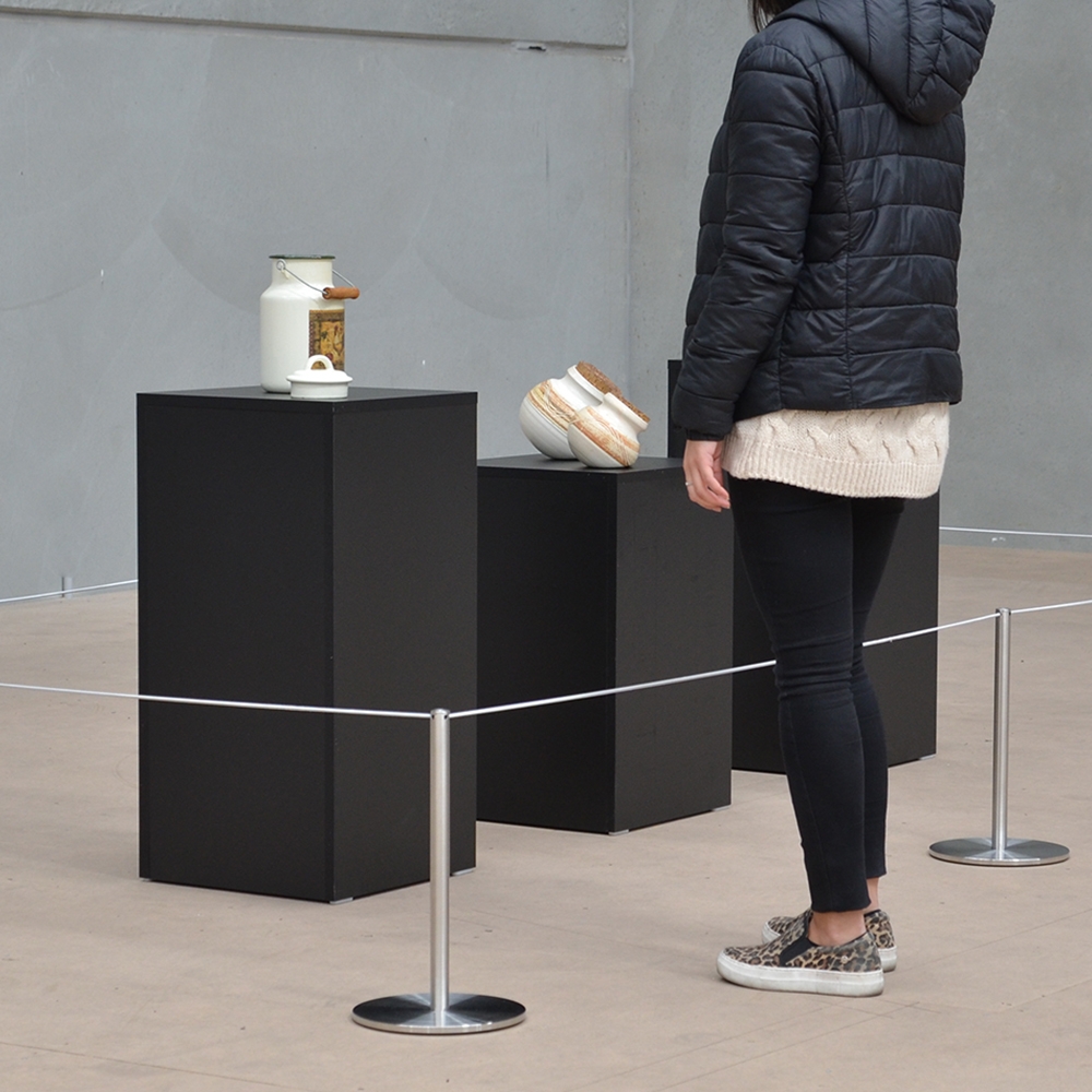 Museum Stanchions - 410mm Slim Silver Barrier Post