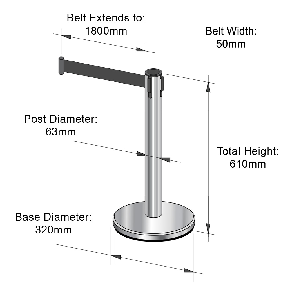 Mini Stanchions - 610 mm Tall - Same Day Despatch & Slimline Warehouse