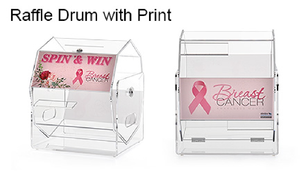 13.5" Raffle Spinner - Acrylic Drum w/ 2 Custom Prints