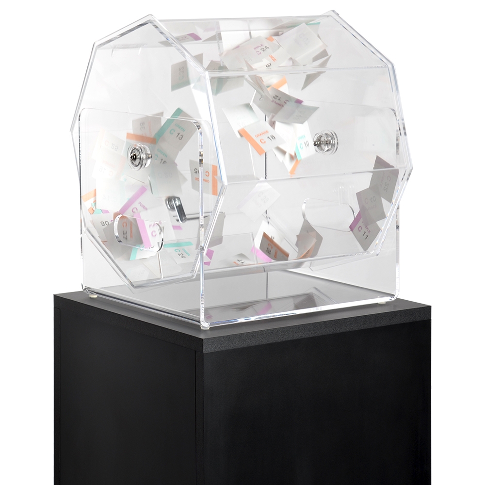 13.5" Ticket Spinner - Acrylic Drum w/ 915mm Black Plinth