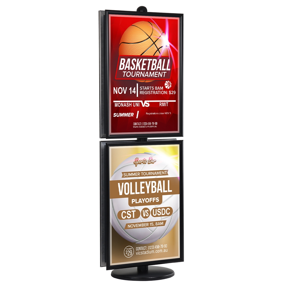 POS A4 Display with Red Frame Retail with Adjustable Height