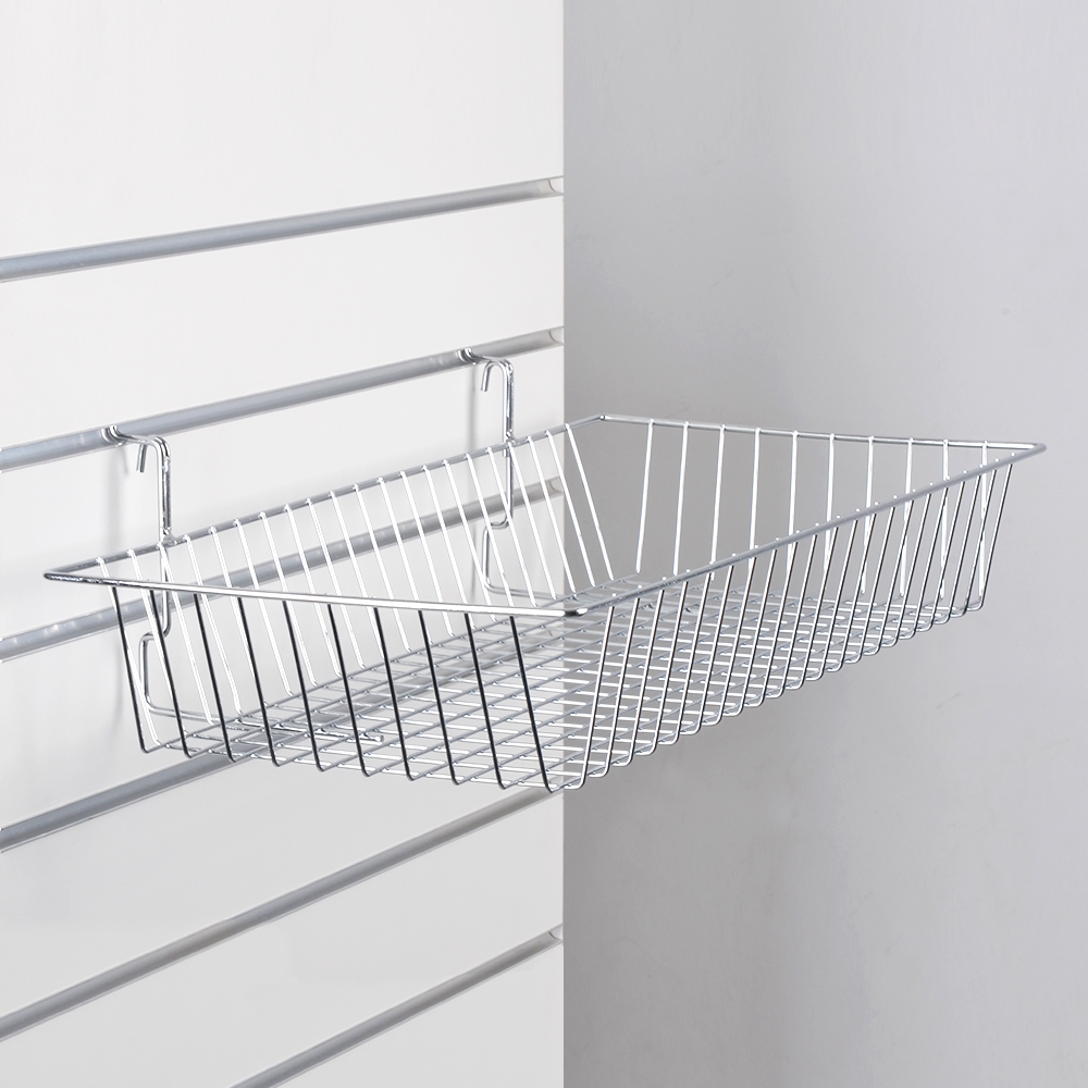 Slat Board Baskets - 600 x 300 x 100mm - Chrome - Ships Same Day!