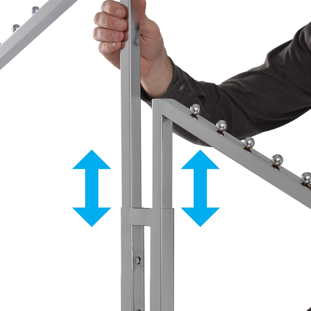 Slant Arm Clothes Rack w/ 2 Waterfall Arms - Adj. Height