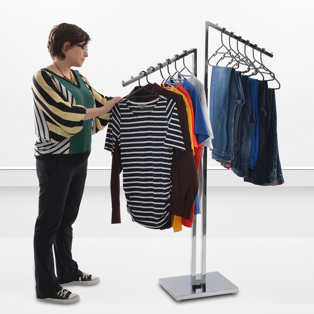 Slant Arm Clothes Rack w/ 2 Waterfall Arms - Adj. Height