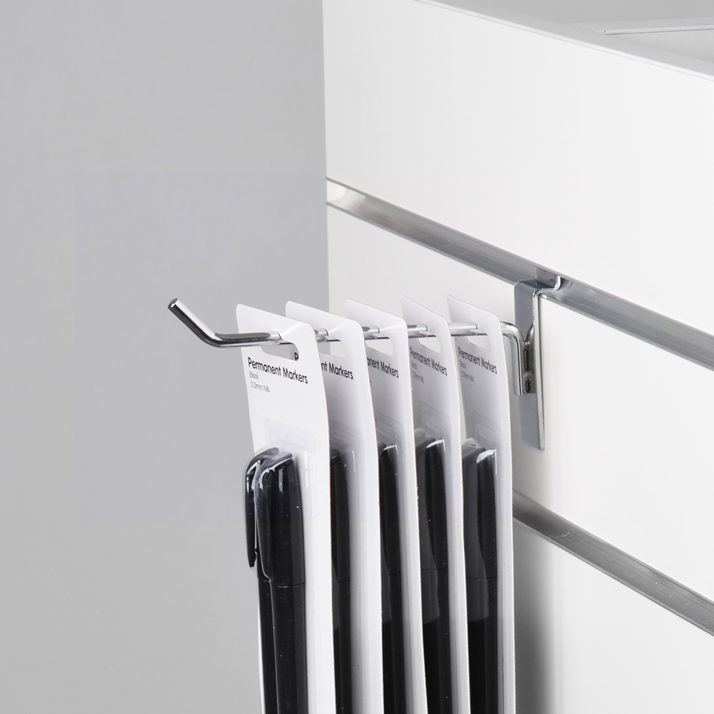 Slatwall Panel Hooks - 150mm Chrome Steel Hook ¦ Ships Same Day!