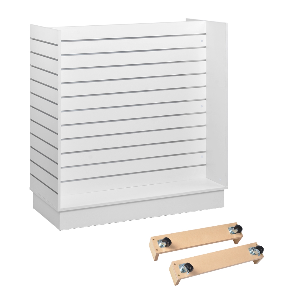 Slatwall Store Fixtures - White - Wheeled Base - Ships Same Day!