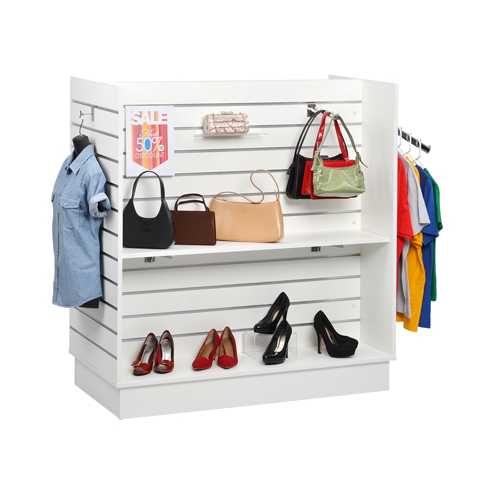 Slatwall Store Fixtures - White - Wheeled Base - Ships Same Day!