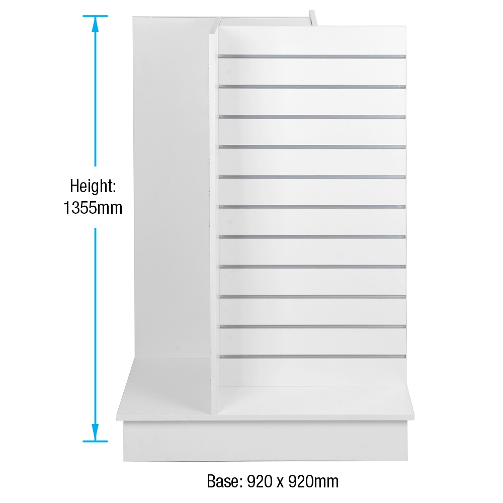 Slatwall Floor Display - White - 4-Sided Pinwheel - Ships Same Day