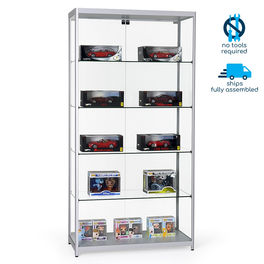 Commercial Display Cases - 2m Silver Frame & Locking Door