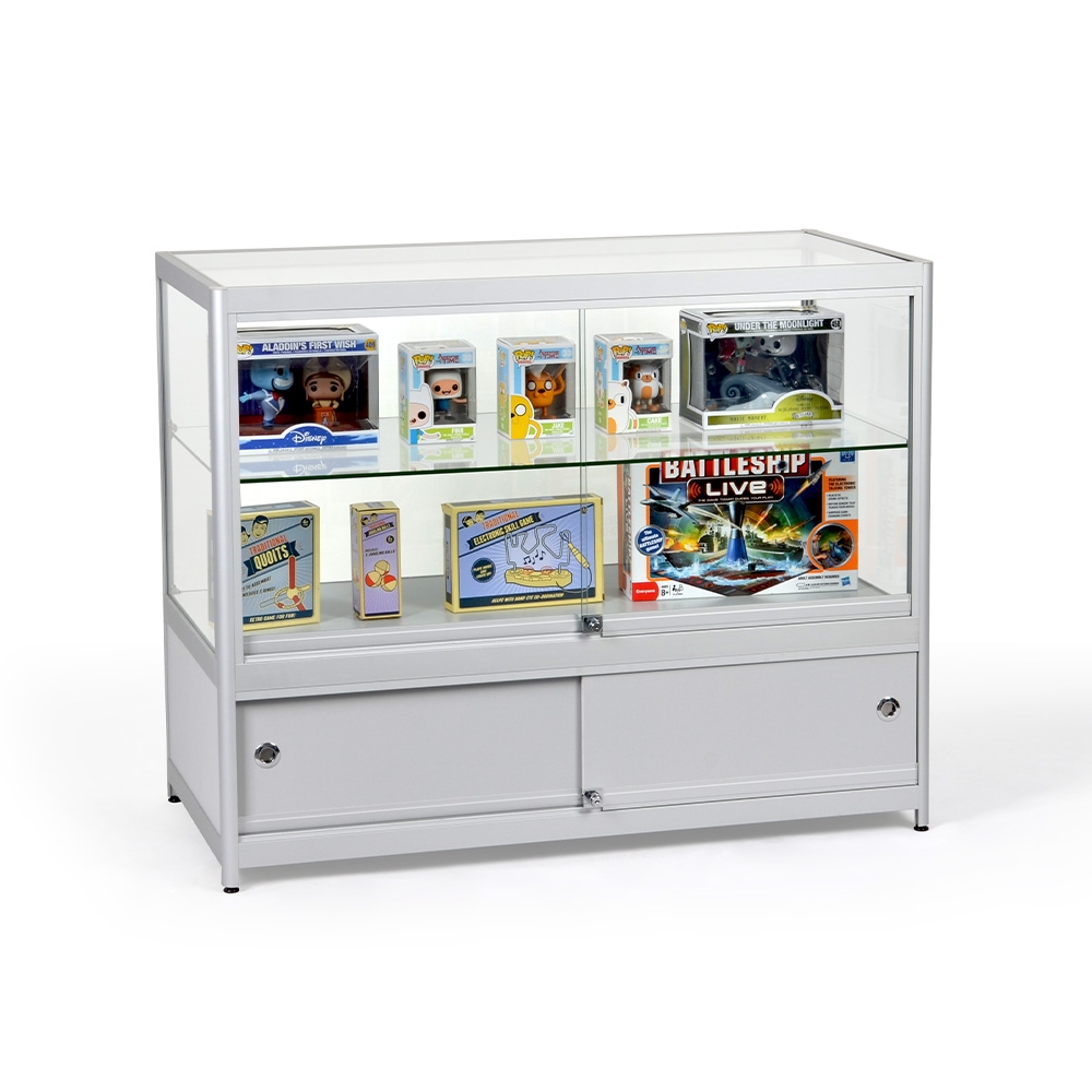 Store Display Case - 965- 1200- x 600mm w/ Locking Doors & Storage