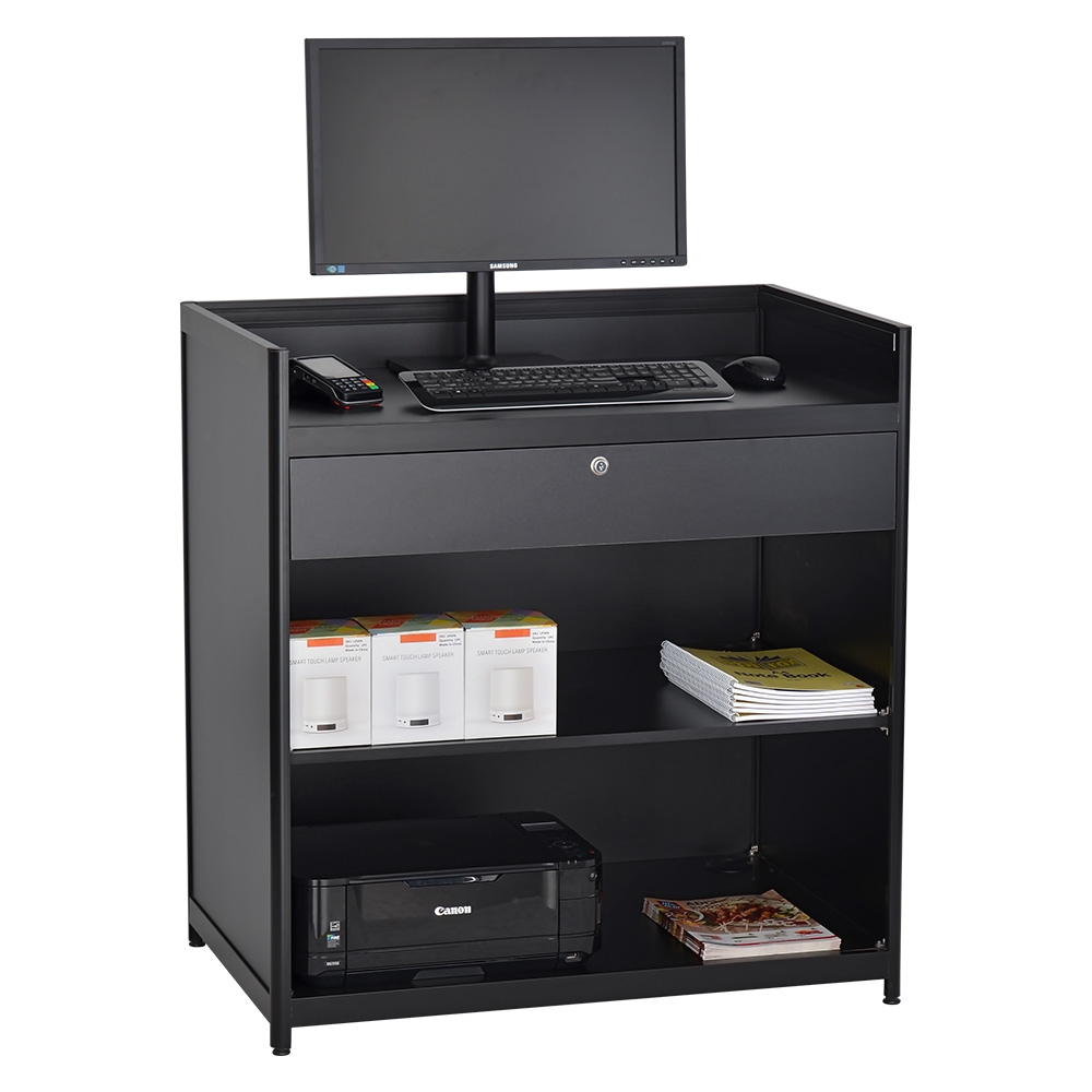 Retail Cash Wrap - Locking Glass Store Counter w/ Register Stand