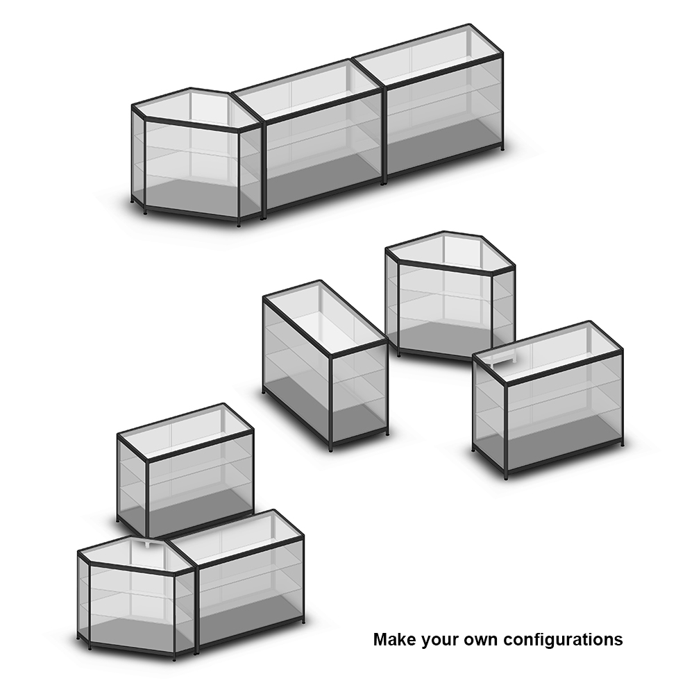 Glass Store Counter - Locking Retail & POS Fixture - Modular
