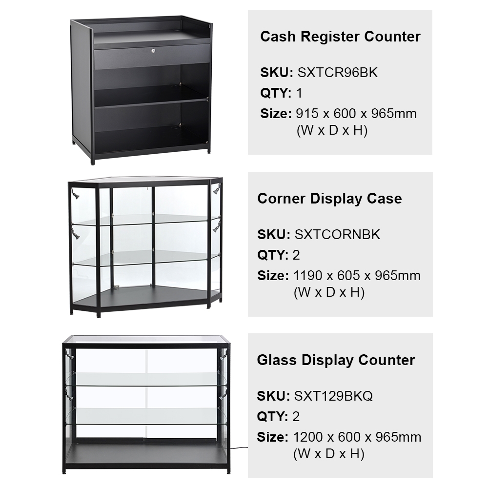 Retail Store Counter - Locking Glass Point of Sale Fixture - Modular