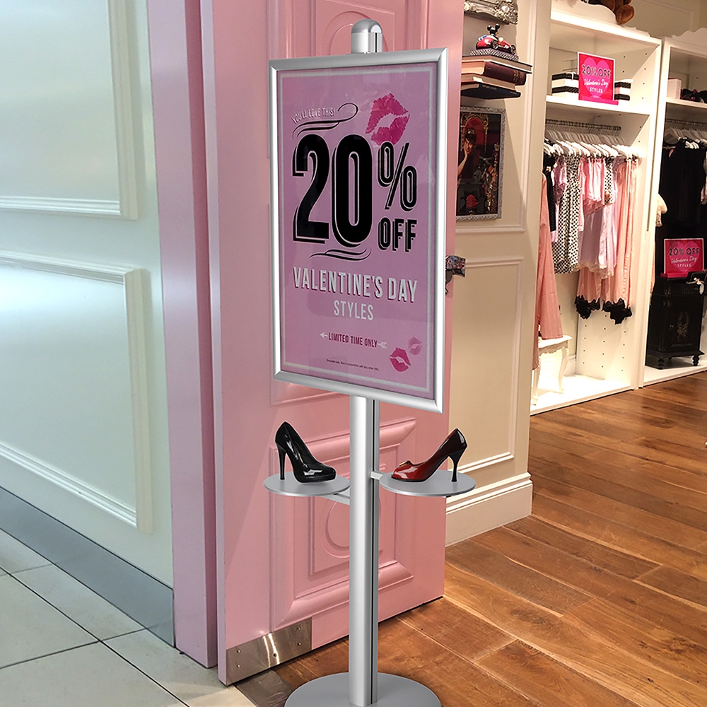 A1 Poster Stand with Shelves. Modular Display System