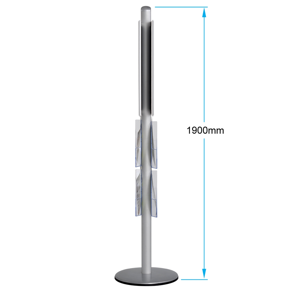 A2 Retail Poster Stand with Angled A4 Acrylic Brochure Holder, Double Sided