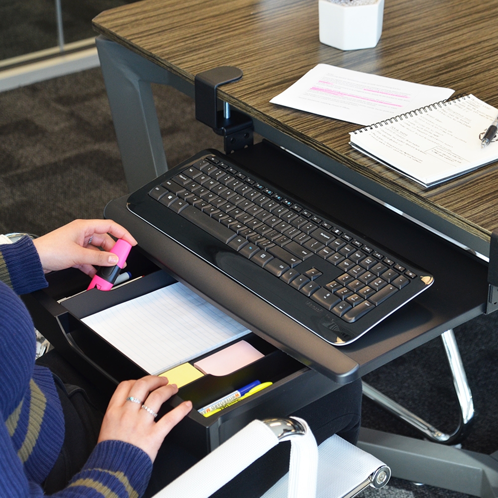 Keyboard Holders – Clamp w/ Drawer – Ships Same Day!