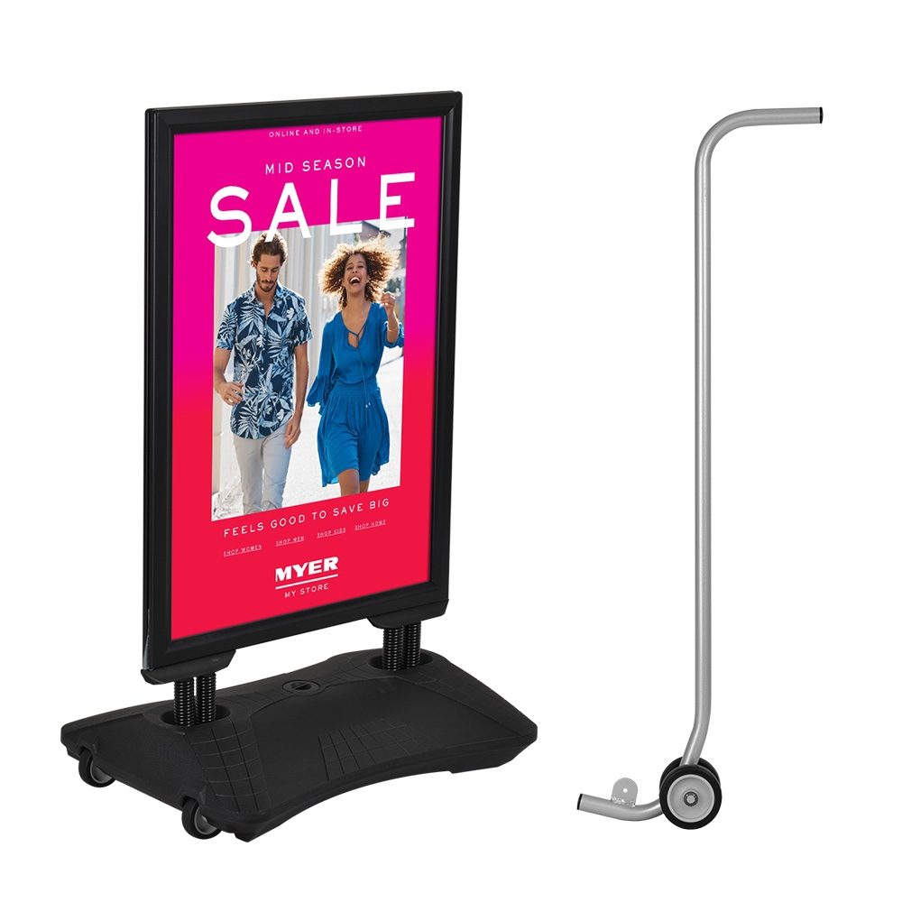 A1 Outdoor Poster Stand with Pavement Sign Trolley – Waterproof – Ships ...