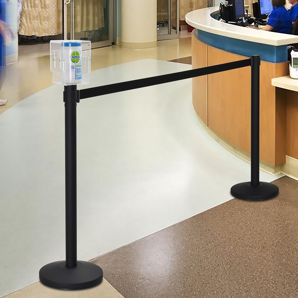 Sanitising Station Barrier - (2) Poles & Acrylic Holder