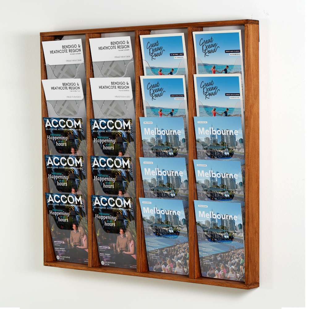 Wooden Wall Hanging Magazine Rack – 20 Pocket – 4 Column