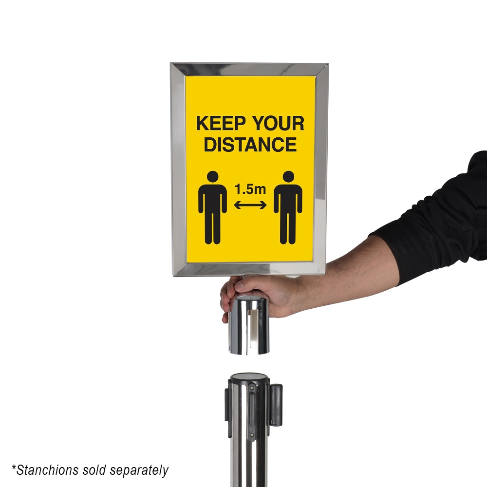 Stanchion Sign Topper – A4 Chrome – Ships Same Day!
