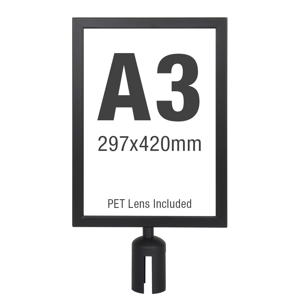 Barrier Post Sign Frame – A3 Matte Black – Ships Same Day!