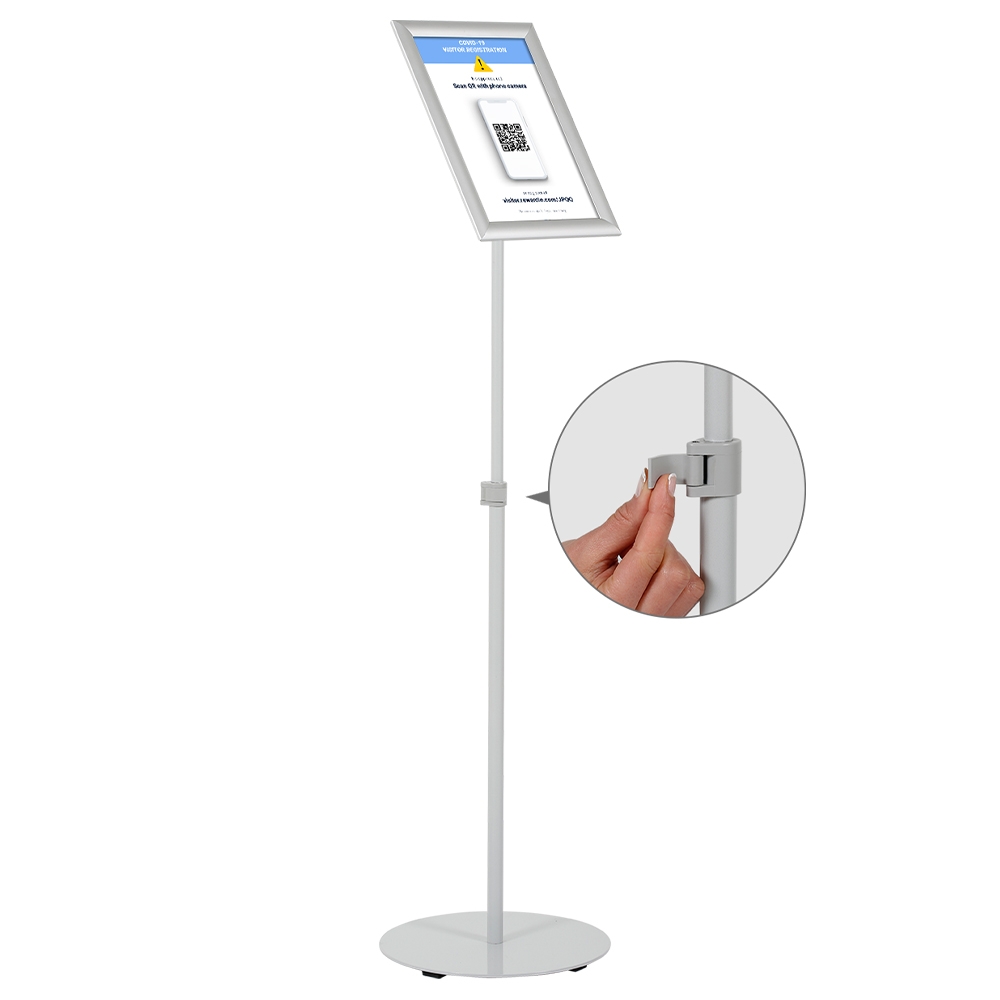 A4 Holder Stand– Adj. Height – Silver -Ships Same Day!