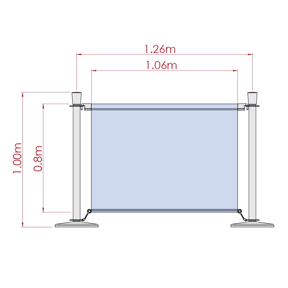 Custom Cafe Barriers – 2 Chrome Posts & Printed Banner!