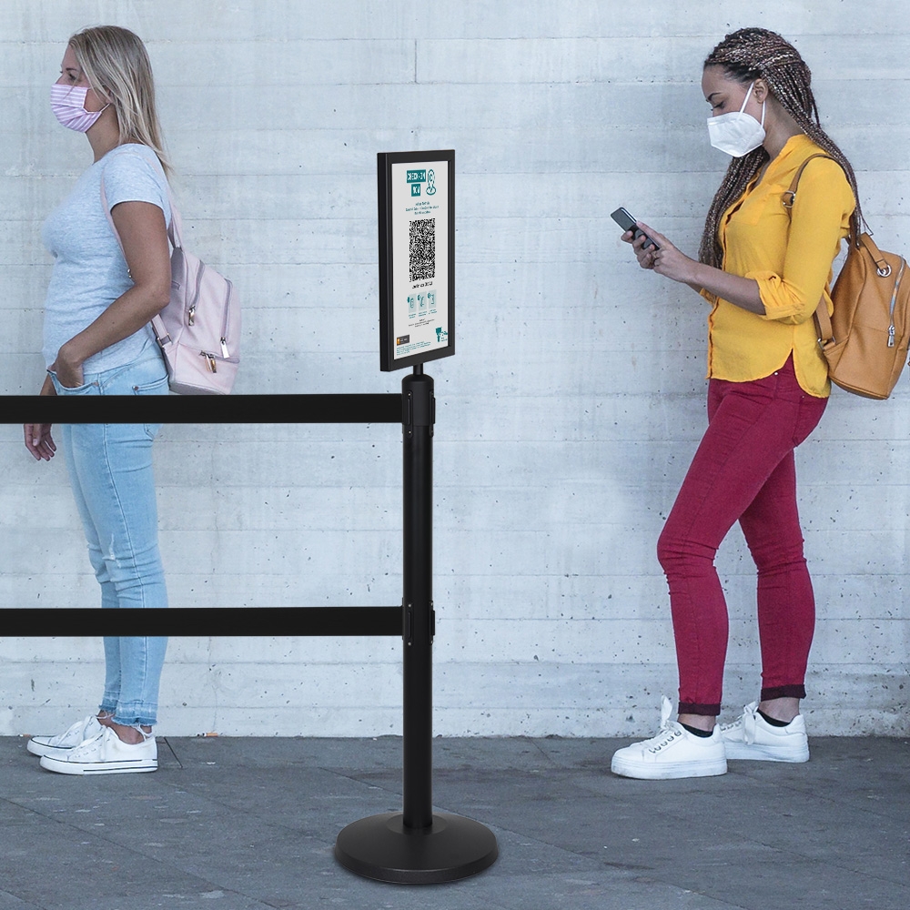 Dual Belt Stanchion w/ A3 Sign Topper – Ships Today!