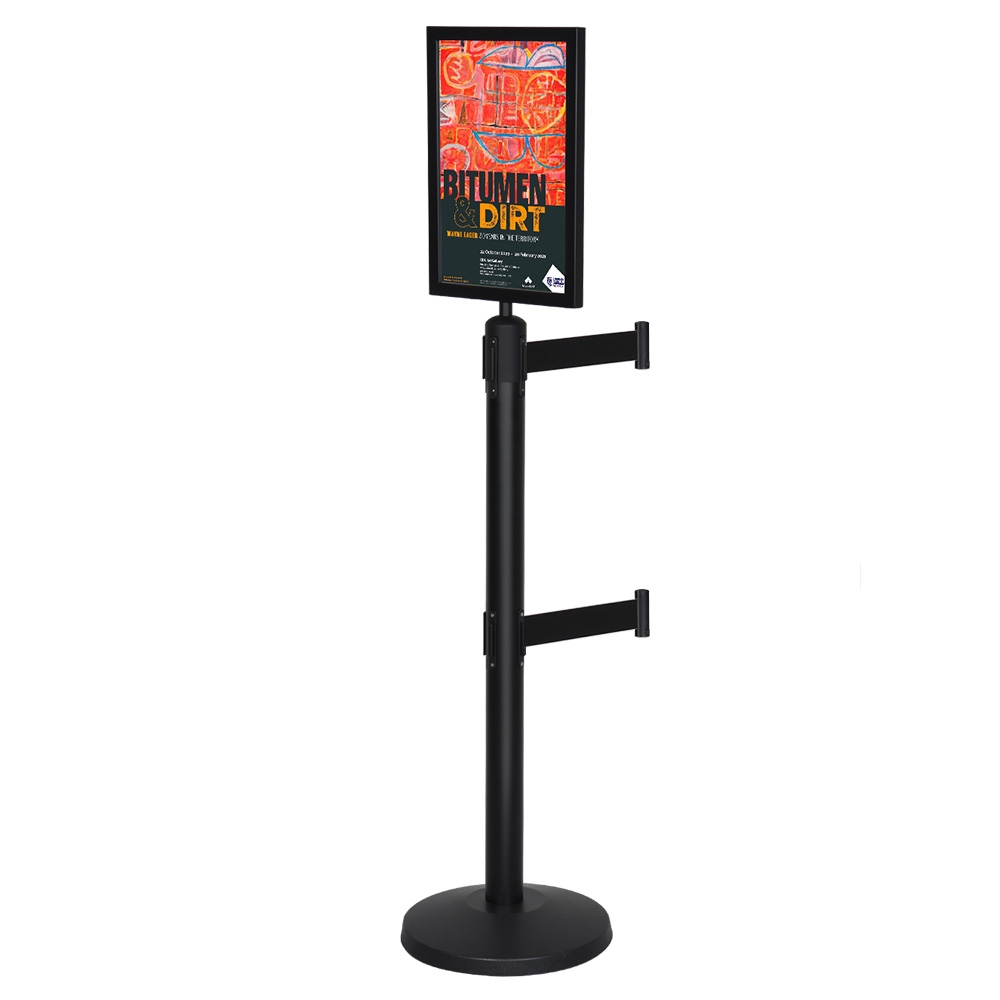 Dual Belt Stanchion w/ A3 Sign Topper – Ships Today!