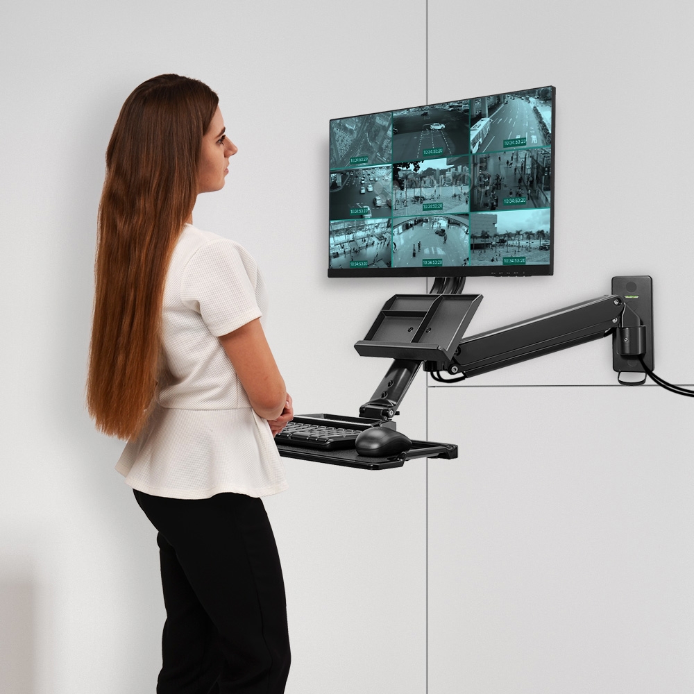 Wall Mount Workstation – 19” to 27” Screen & Tray