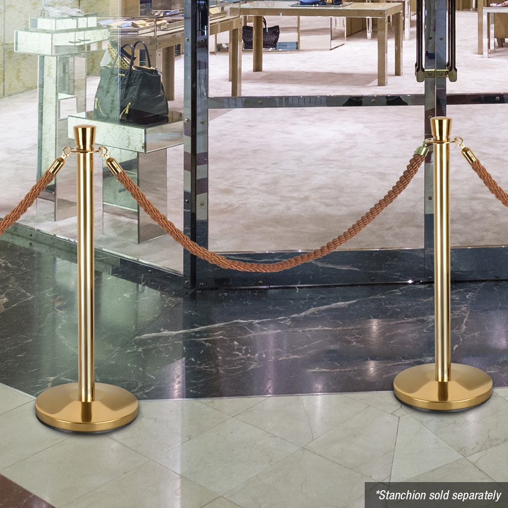 Queue Management Ropes – 2m Brown Braided – Ships Today!