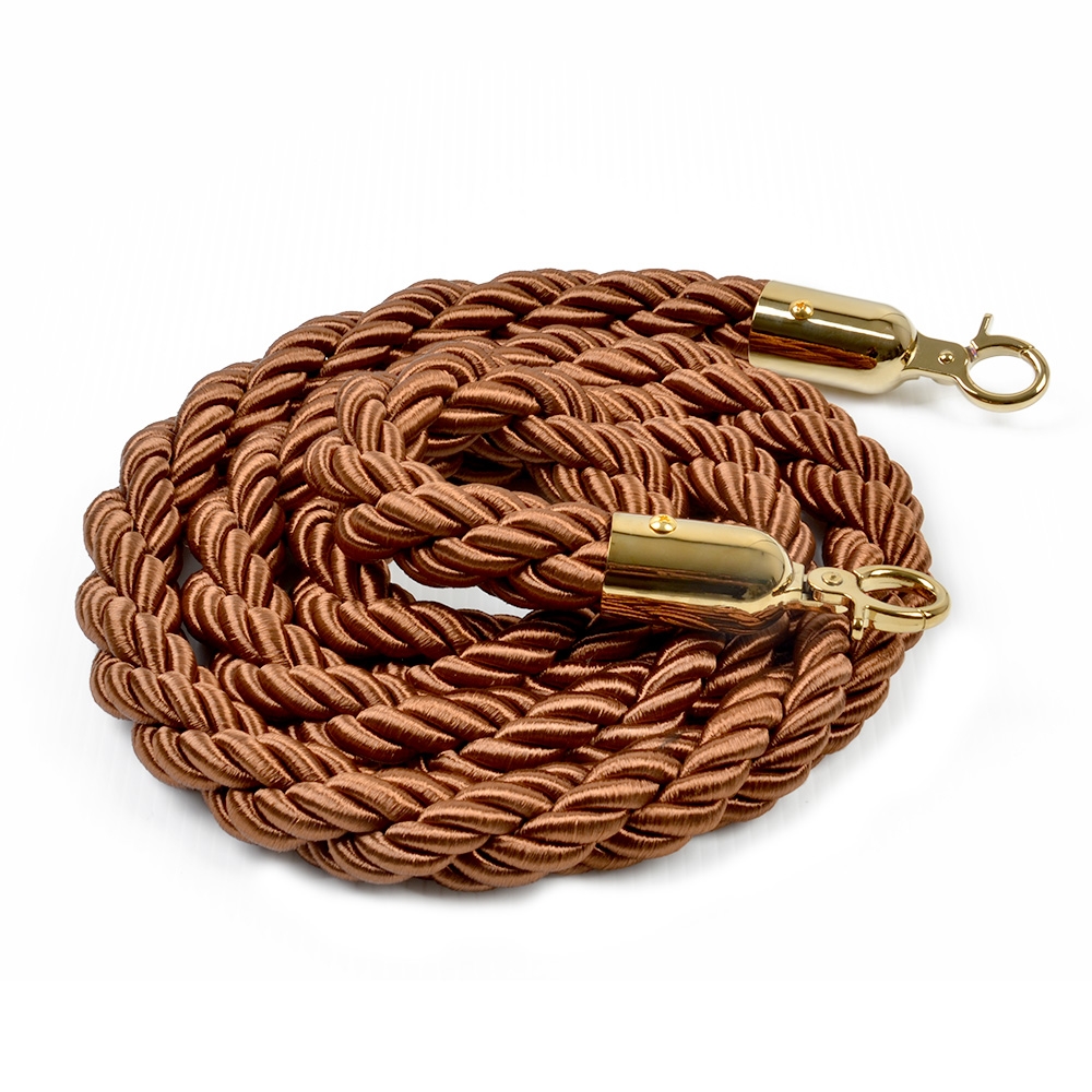 Queue Management Ropes – 2m Brown Braided – Ships Today!