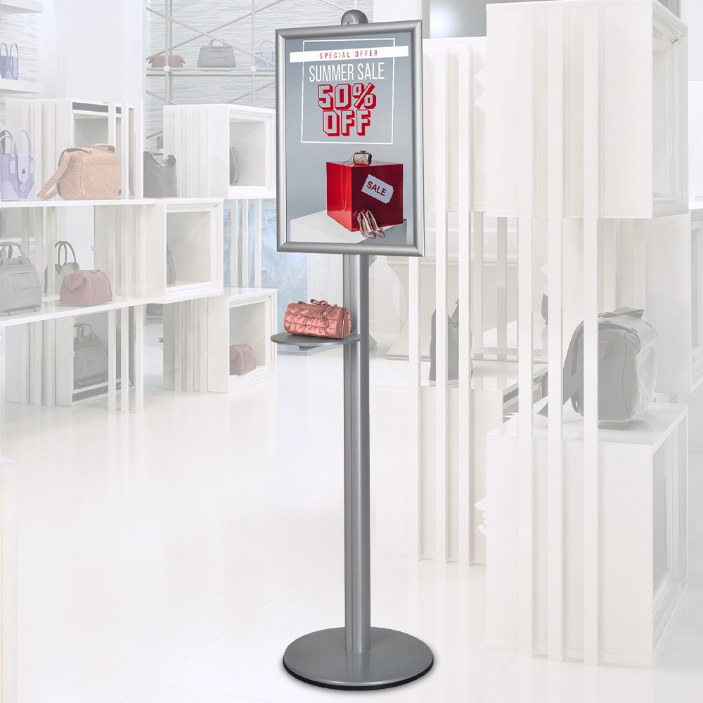 Freestanding Poster Display - A2 w/Shelf - Ships Same Day