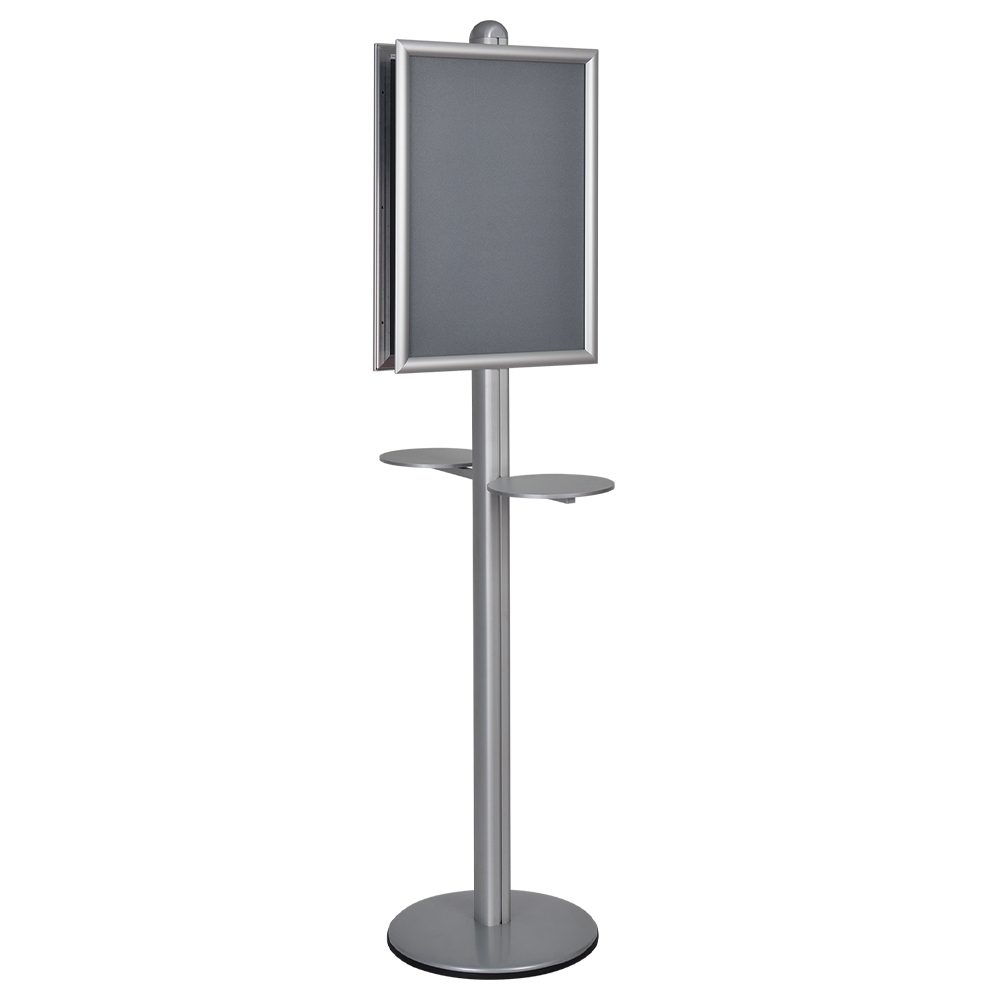 Adjustable Pedestal Sign Holder Floor Stand - A2 w/ Shelf