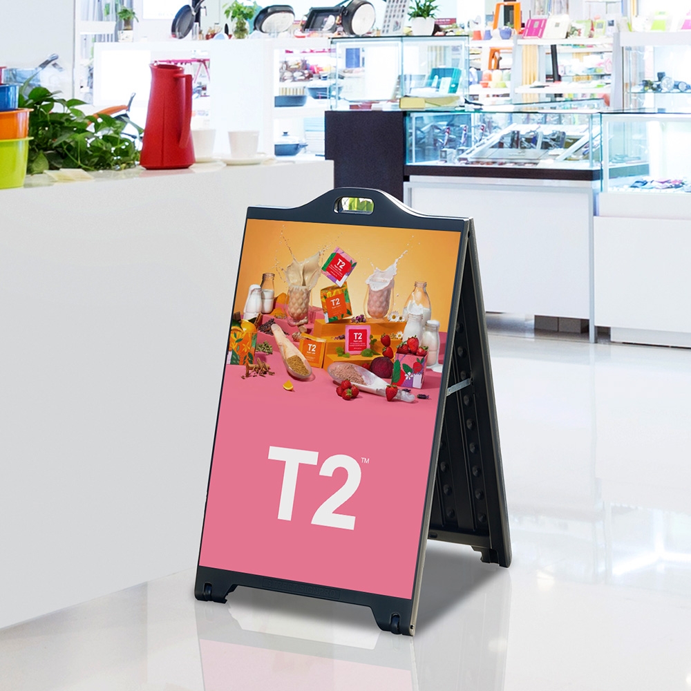 Plastic Folding Sidewalk Signs – w/ 2 Printed Boards!