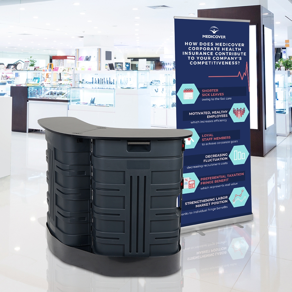 Trade Show Case with Wheels - Counter & Fabric Wrap!