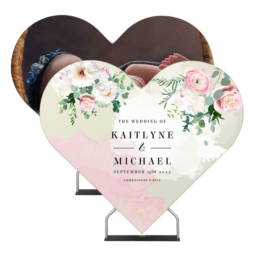 Heart Shaped Backdrop – Custom 2-Sided Print – Ships Fast