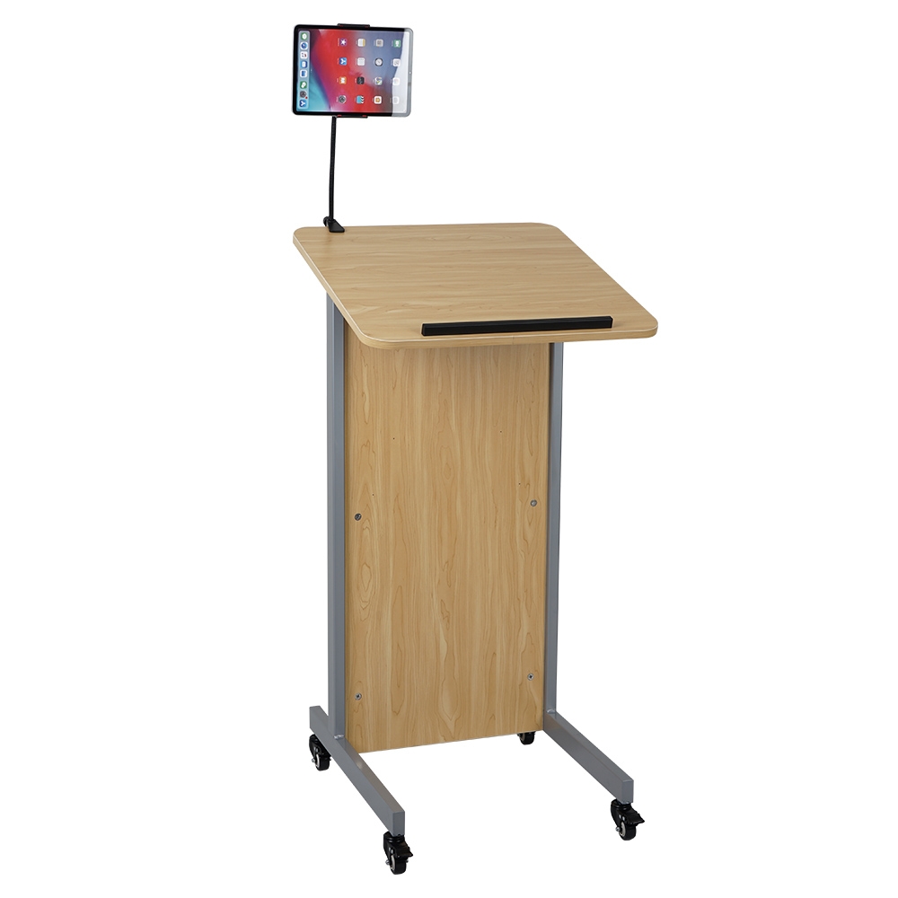 Mobile Lecture Stand – Maple w/ Tablet Holder & Wheels