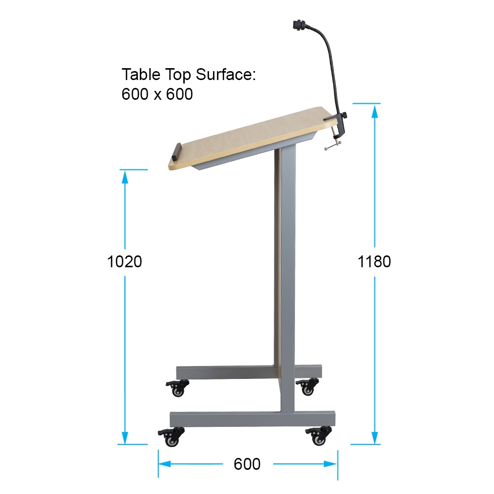 Mobile Lecture Stand – Maple w/ Tablet Holder & Wheels