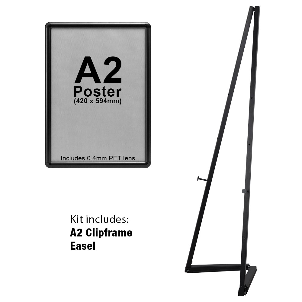 Sign and Easel– A2 Snapframe & Black Easel – Ships Today
