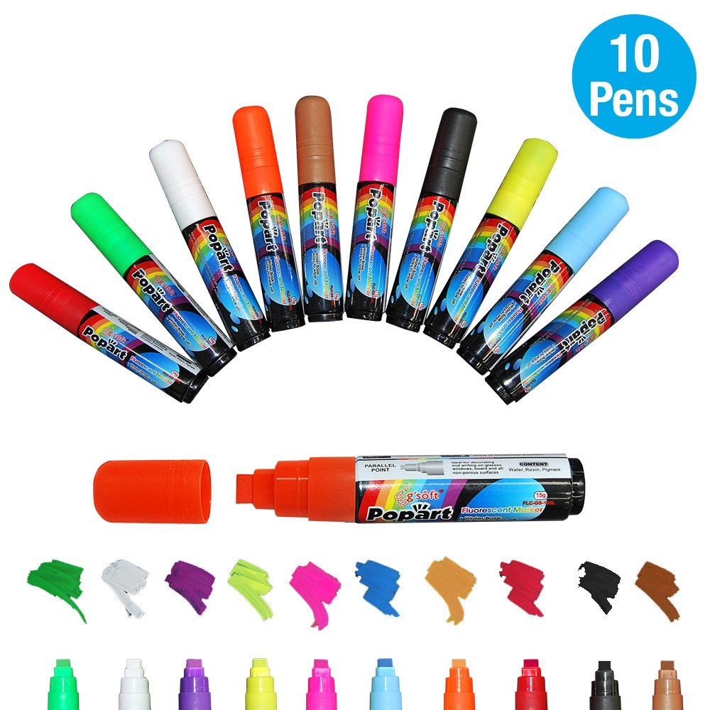 Chalk Pens: Set of 8 Marker Pens for Glass & Smooth Surfaces