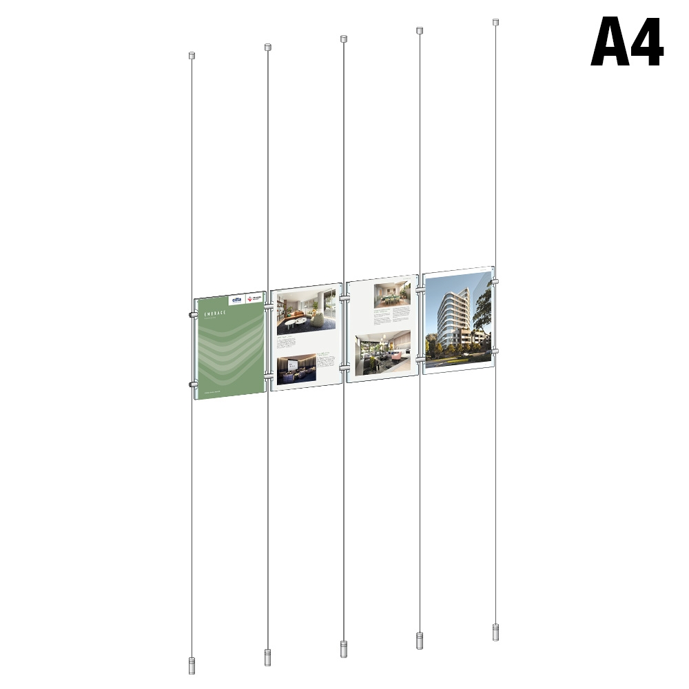A4 Cable Displays – 4 Acrylic Frames – Ships Same Day!