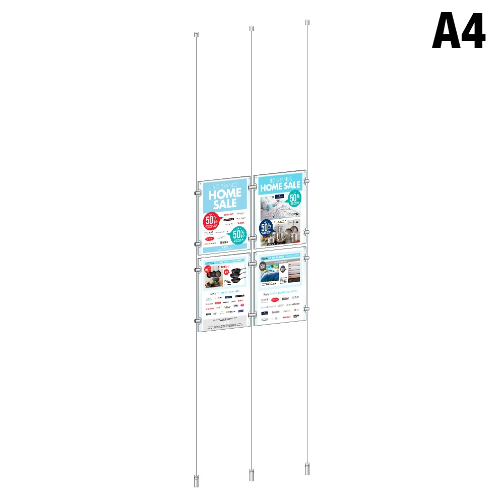 A4 Cable Display – 4 Acrylic Frames – Ships Same Day!
