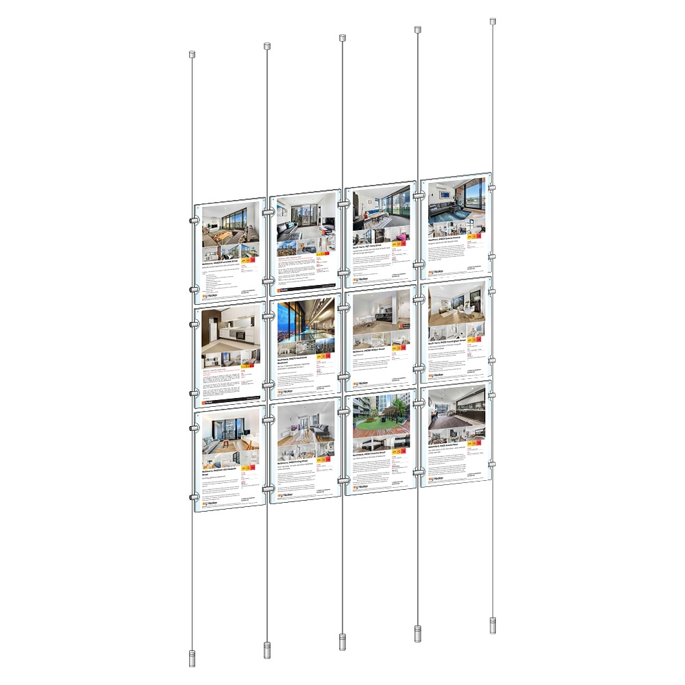 A4 Cable Displays– 12 Acrylic Frames – Ships Same Day!