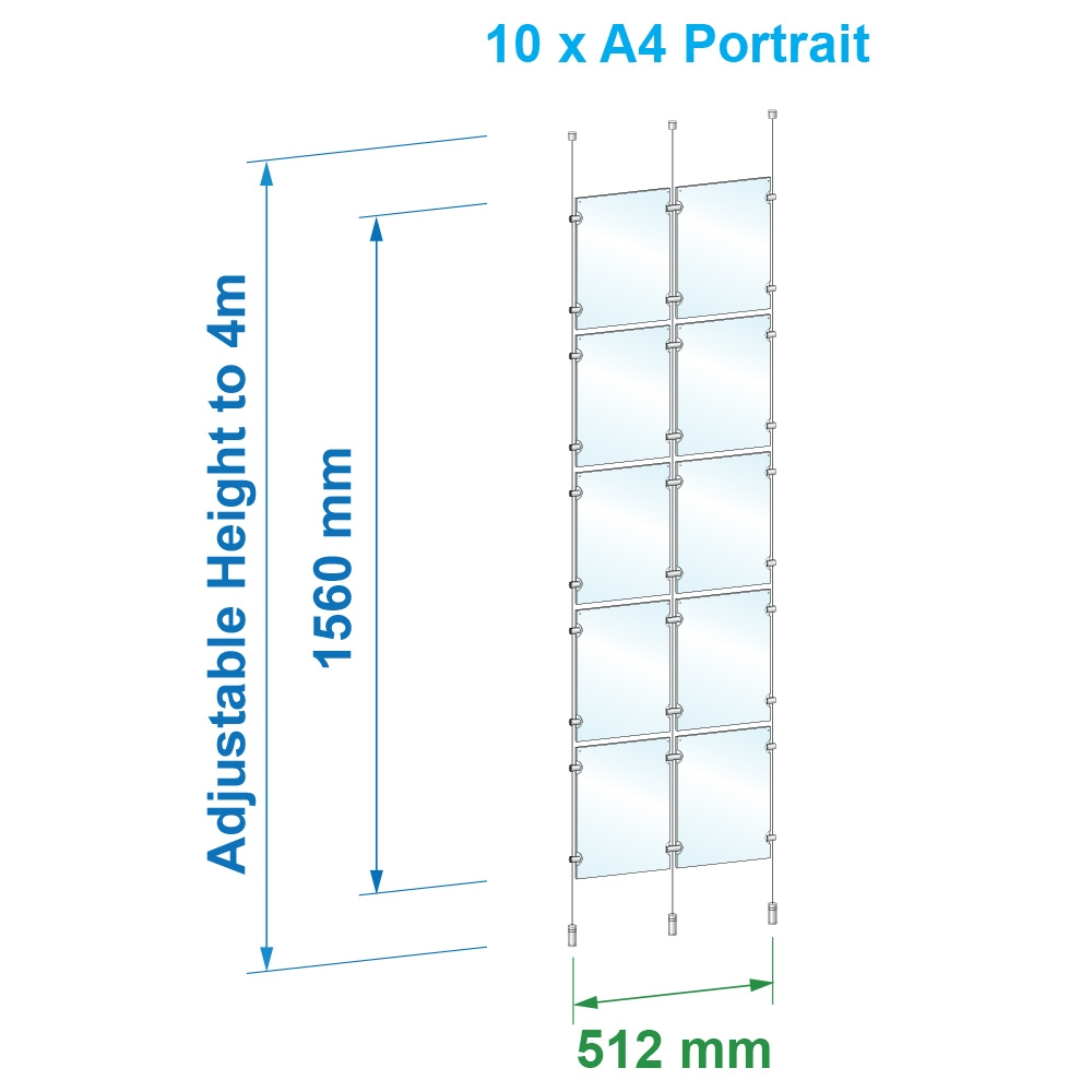 Cable Display System – 10 A4 Frames – Ships Same Day!